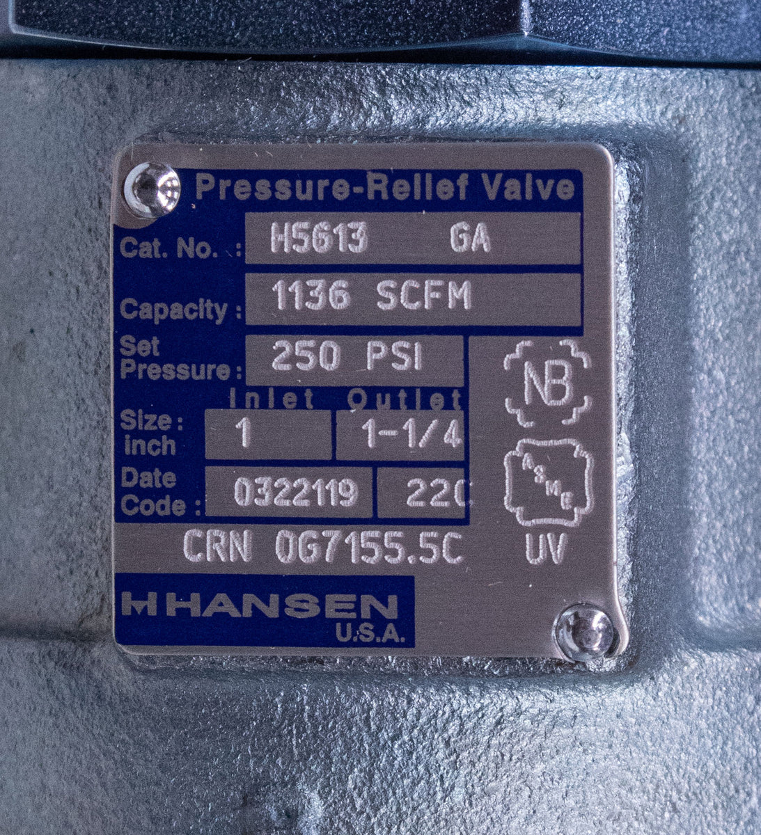Hansen Technologies H5613/250-P Pressure Relief Valve Pop-Eye Refriger ... Hansen Technologies H5613/250-P Pressure Relief Valve Pop-Eye Refriger ...