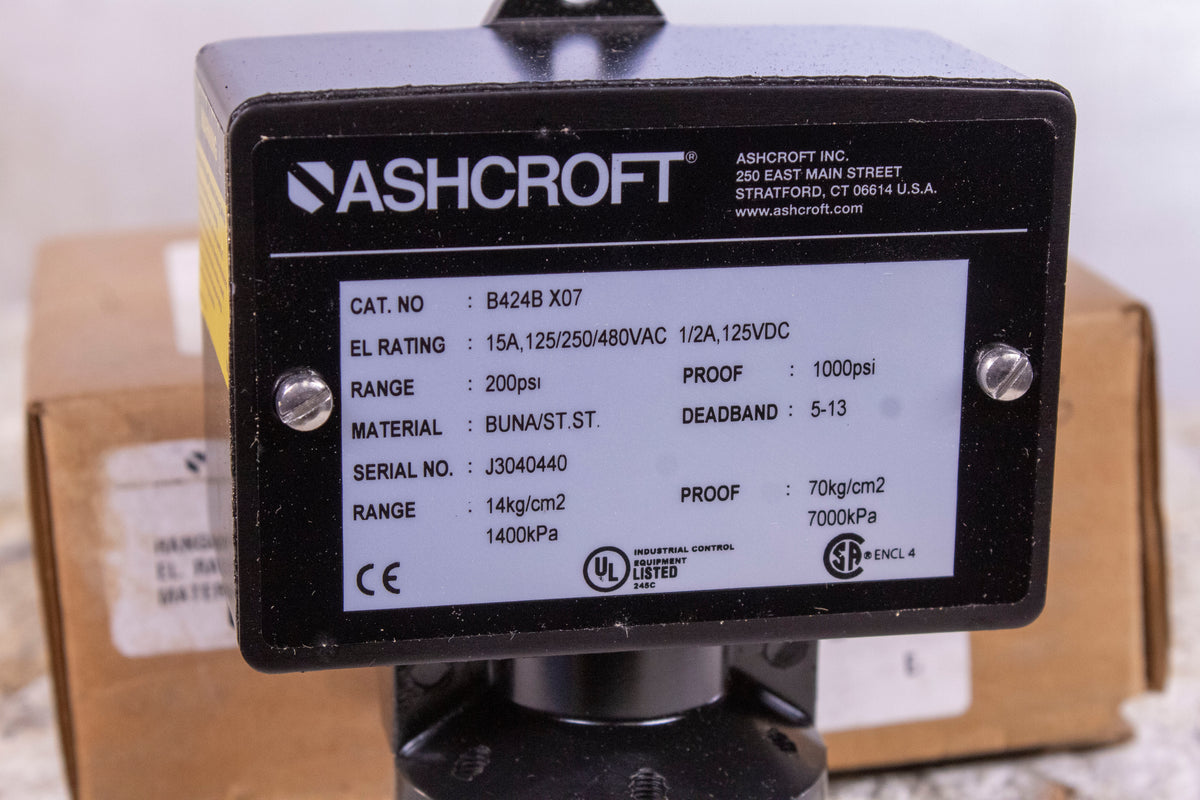 Ashcroft B424B-X07-200# Pressure Switch – Hydraulic Junkyard