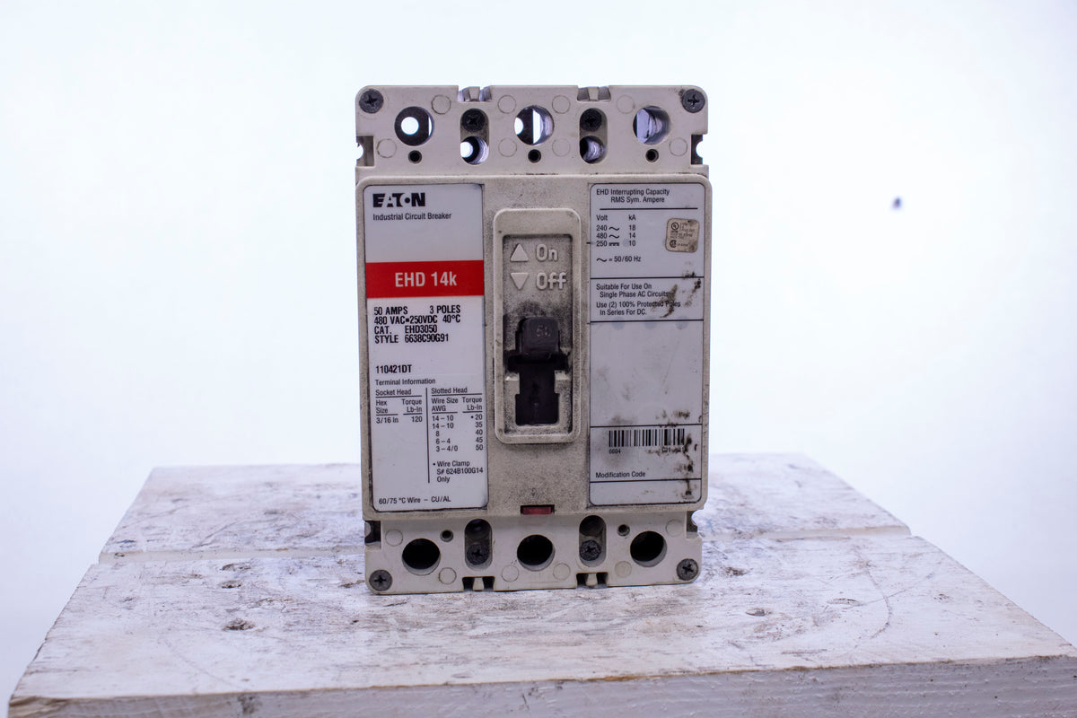 Eaton EHD3050 6638C90G91 EHD 14K Type EHD Circuit Breaker 3 Pole 50 Am ...