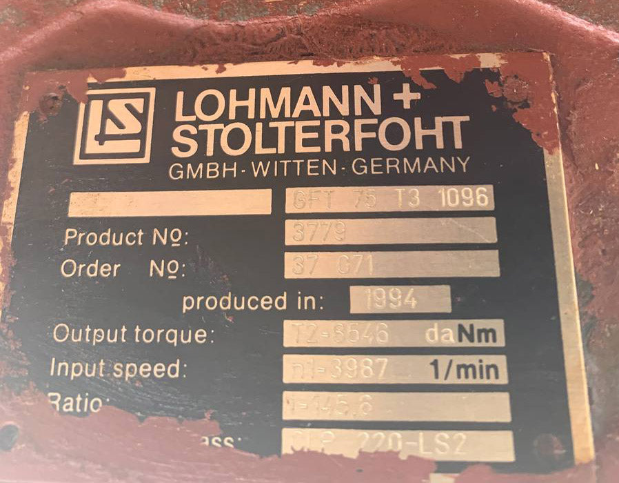 Lohmann Stolterfoht Final Drive 3779 GFT 75 T3 1096 CLP 220-LS2 W Hydr ...
